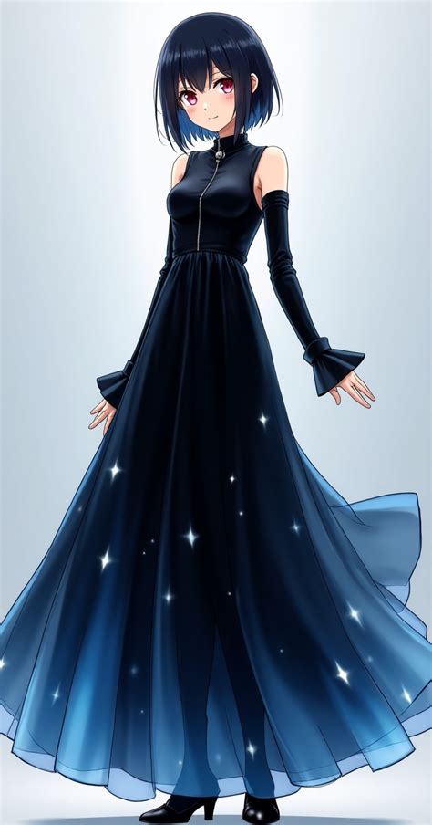 Translucent Black Dress With Anime Characters Stable Diffusion Online