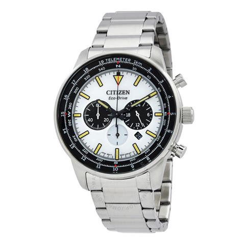 Citizen Chronograph Eco Drive White Dial Mens Watch Ca4500 91a