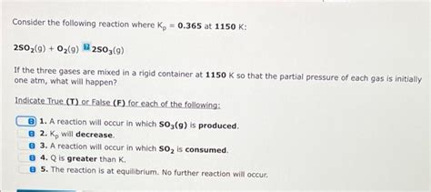 Solved Consider The Following Reaction Where Kc 9 52x10 2