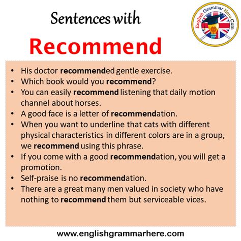 Sentences With Recommend Recommend In A Sentence In English Sentences