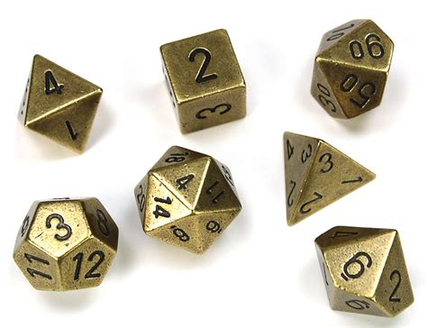 Metal Dnd Dice Set Brass Dice Game Depot