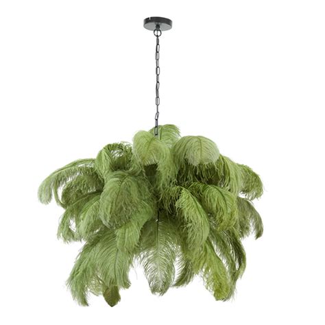 Lámpara Colgante Moderna Verde Con Plumas Light And Living Feather