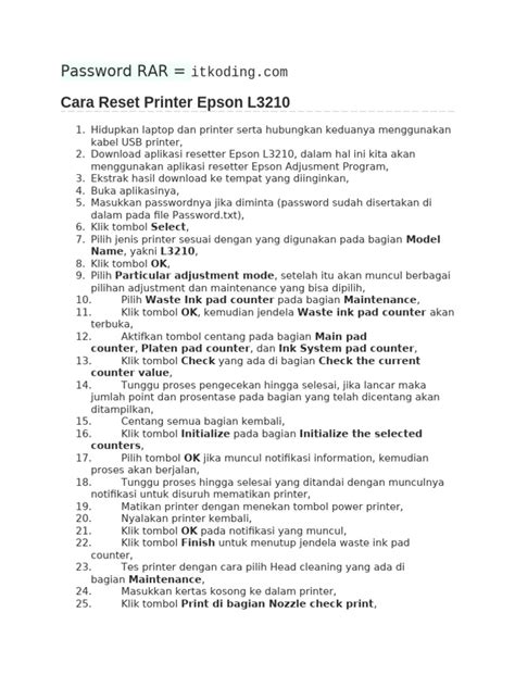 Cara Reset Printer Epson L3210 Pdf