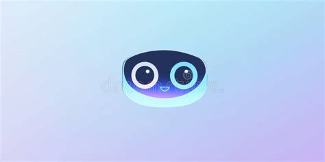 Cute Cartoon Robot Face On Pastel Gradient Background For Digital