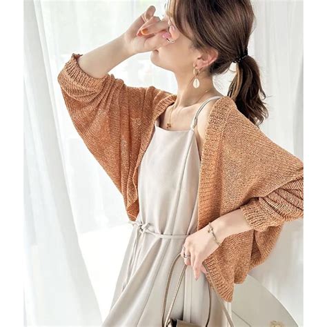日本 Classical Elf 清新感百搭薄透針織外套 暖橘｜媽咪愛