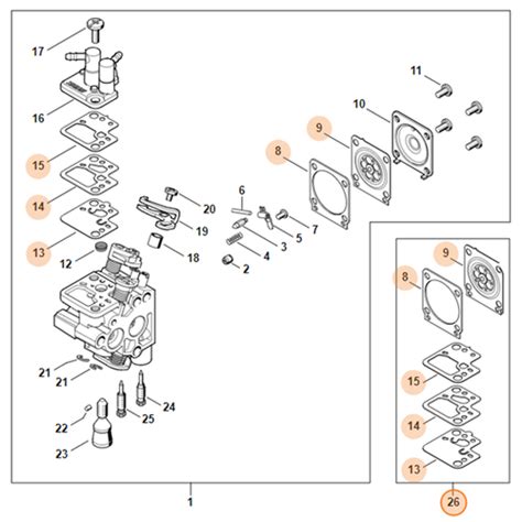 Stihl Carb Membraanset 4242 01 Voor Hs 56 C E 4242 007 1701
