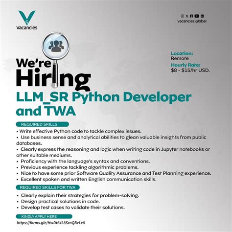 Llmsr Python Developer And Twa 15hr Location Open Write Effective