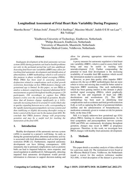 Pdf Longitudinal Assessment Of Fetal Heart Rate Variability During