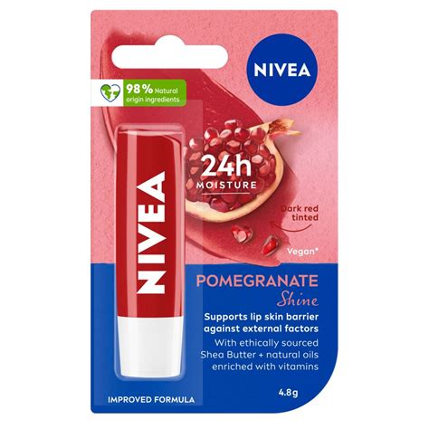 Nivea Caring Lip Balm 4 8g Pomegranate Shine Kmart Nz