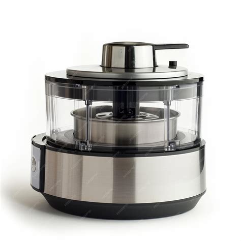 Highend Food Processor Stainless Steel Isolated On White Focus On