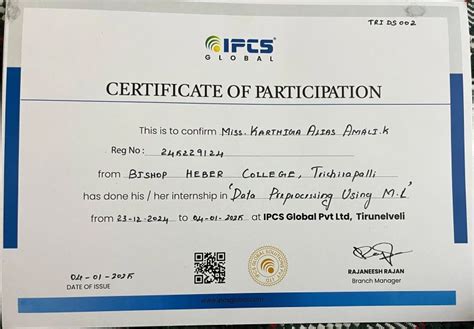 Greatjourney Training Interns Ipcsglobal Python Karthiga Alias Amali K