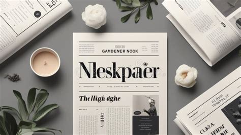 Open Vintage Newspaper Mockup With Classic Typography Layout On Grey