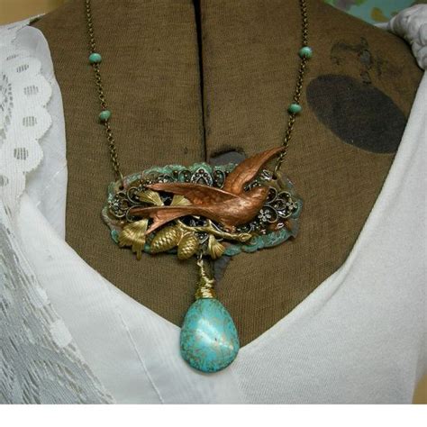 Robins Egg Blue Assemblage Necklace Handmade Jewelry