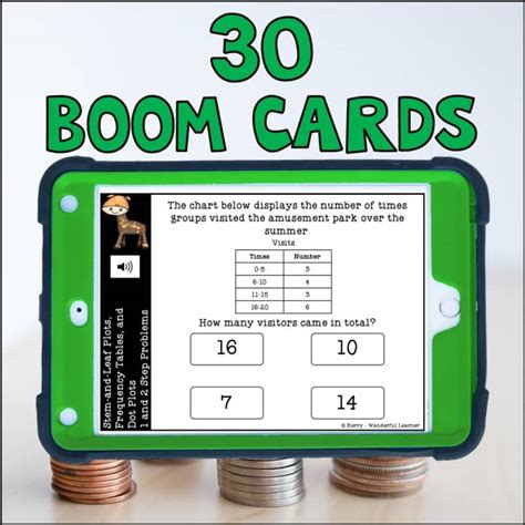 Data Analysis 1 And 2 Step Problems Boom™ Cards 4th Dot Plot Stem And Leaf