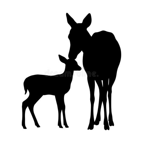 Doe And Fawn Silhouette Vector A Moment Of Bond Stock Vector