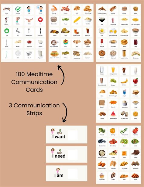 100 Printable Pecs Mealtime Communication Cards Autism Communication