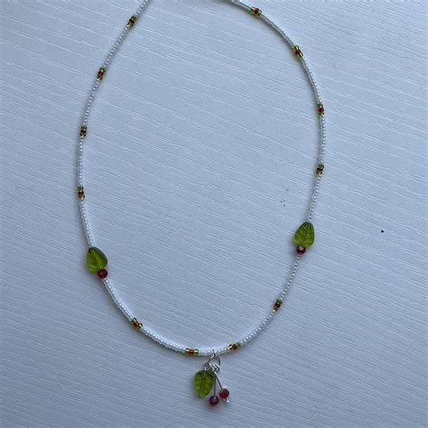 Cherry Bunches Necklace 🍒 Glass Beads Sterling Depop