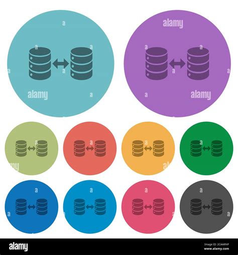 Syncronize Databases Darker Flat Icons On Color Round Background Stock Vector Image And Art Alamy