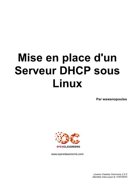 Mise En Place D Un Serveur Dhcp Sous Linux Mise En Place Dun Serveur