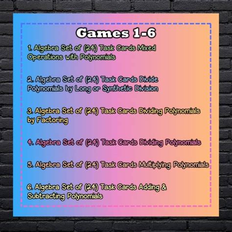 Algebra Operations With Polynomials Game And Activity Pack Bundle Tpt