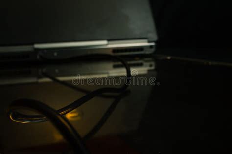 Ethernet Cable Plugged Into A Laptop Stock Image Image Of Device