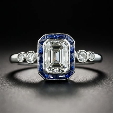 Art Deco Style 1 20 Carat Emerald Cut Diamond Platinum Calibre Sapphire