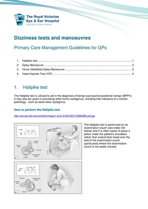 Dizziness Tests And Manoeuvres Pdf Chesser Resources