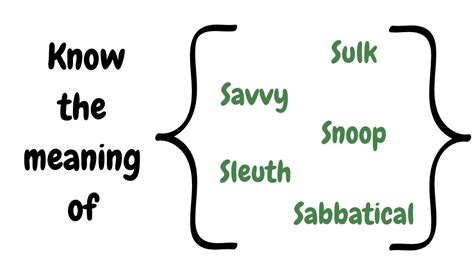 English Vocabulary Sulk Savvy Snoop Sleuth Sabbatical With