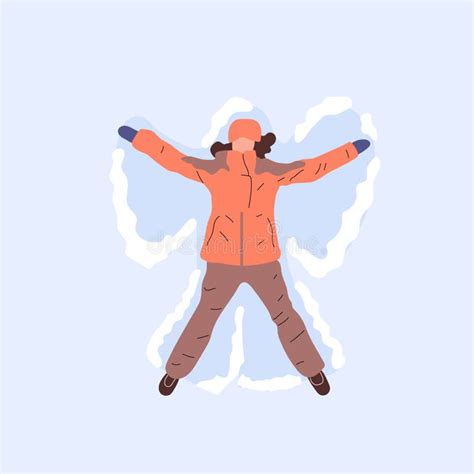Happy Woman Making Snow Angel Flat Vector Stock Vector Illustration