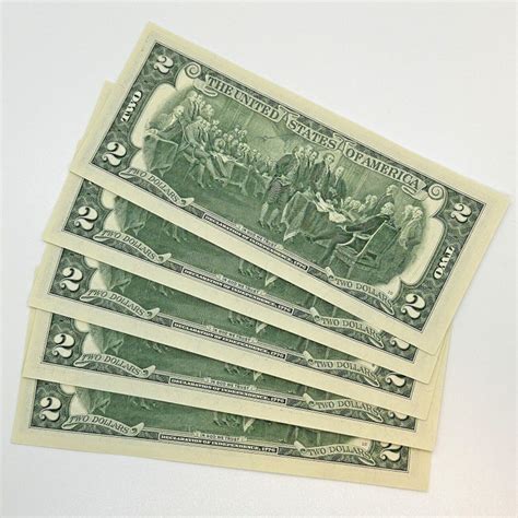 5 Pack Of New Crisp Uncirculated 2 Two Dollar Bills Sequential Serial