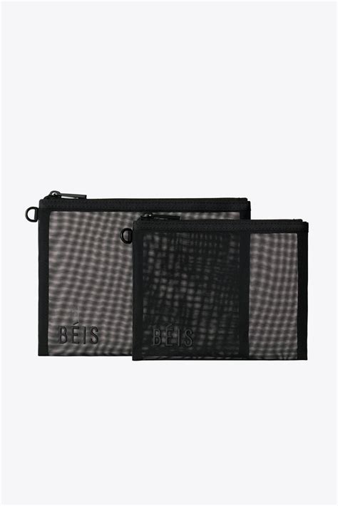 BÉis The Mesh Pouch Duo In Black Mesh Travel Bags With Zippers For