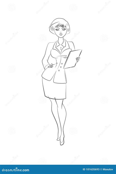 Beautiful Business Woman Original Graphic Stock Vector Illustration Of Employment Secretary