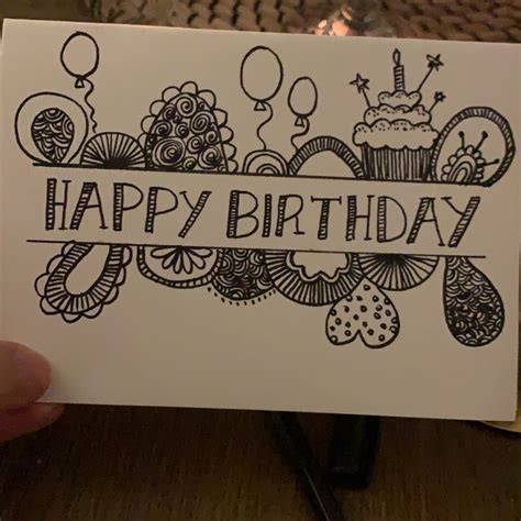 Birthday Card Doodle Simple Retro Inspired Design Birthday Card