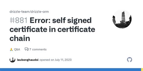 Error Self Signed Certificate In Certificate Chain · Drizzle Team