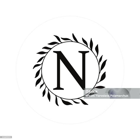 Letter N Initials With Round Floral Frames Vector Monogram Logo Cricut