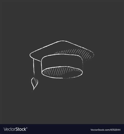 Graduation Cap Drawn In Chalk Icon Royalty Free Vector Image