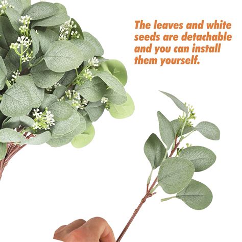 Falflor 24pcs Artificial Eucalyptus Seeded Stems Greenery Eucalyptus