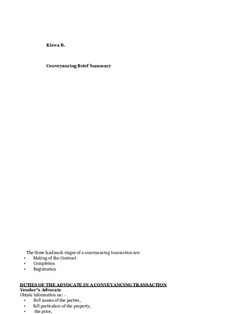 Doc Summary Notes Conveyancing