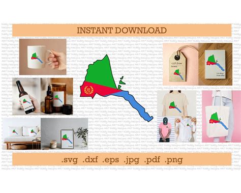 Eritrea Flag Map Svg World Maps And Flags Cut File Instant Etsy Uk