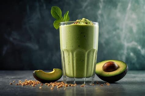 Premium Photo Creamy Avocado Lassi In Tall Glass