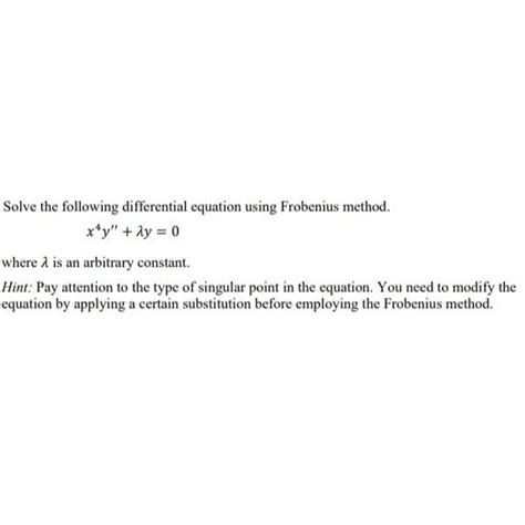 Solve The Following Differential Equation Using