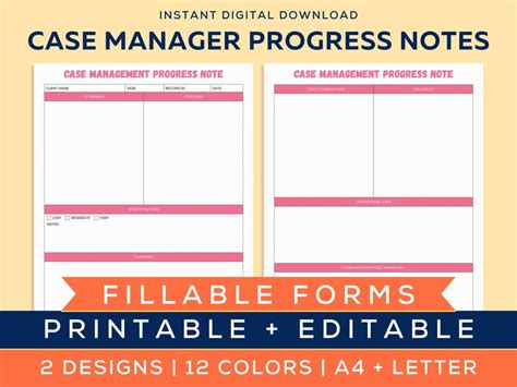 Case Manager Progress Notes Fillable Printable And Editable Form