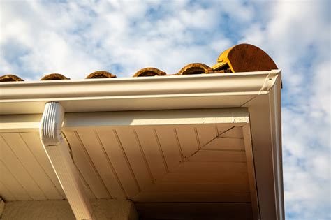 Rain Gutter System Corner Gutters Drainage System Downpipe On The Roof