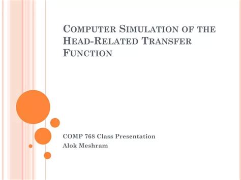 Ppt Computer Simulation Of The Head Related Transfer Function