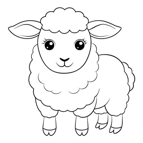 A Black And White Drawing Of A Sheep Vector Design Premium Ai