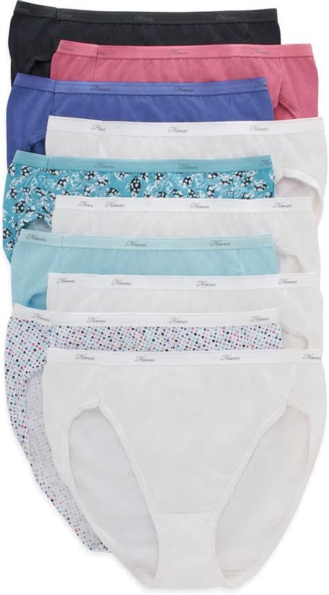 Hanes Womens Hi Cut Cotton Underwear Value 10 Pack Assorted High