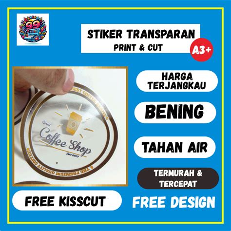 Jual Cetak Sticker Vinyl Transparan A3 Anti Air Print And Cut Stiker