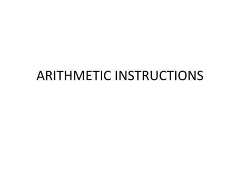 Arithmetic Instructionspptx Computing Technology And Computing
