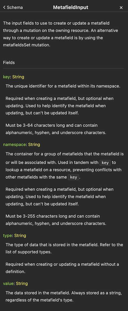 Metafieldinput Is Missing `id` In Schema Graphql Admin Api Troubleshooting Shopify Developer