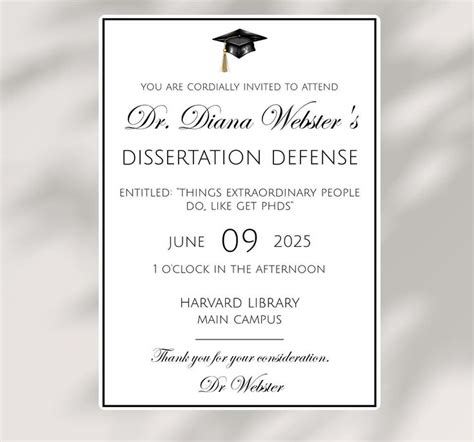 Phd Degree Dissertation Defense Phd Grad Invite Doctoral Graduation